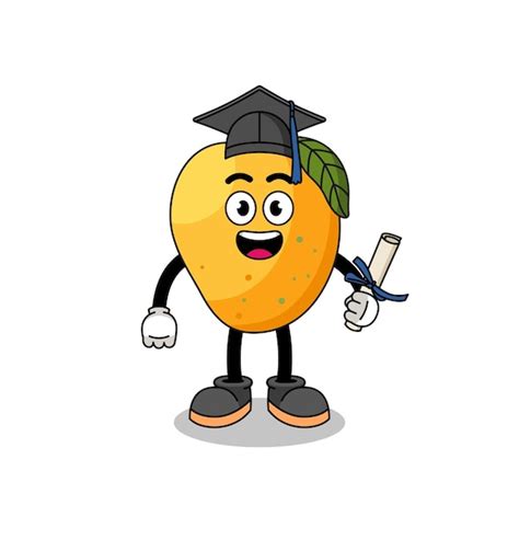 Mascota de fruta de mango con diseño de personaje de pose de graduación