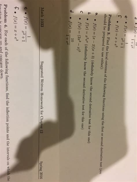 solved find the local extrema of the following functions