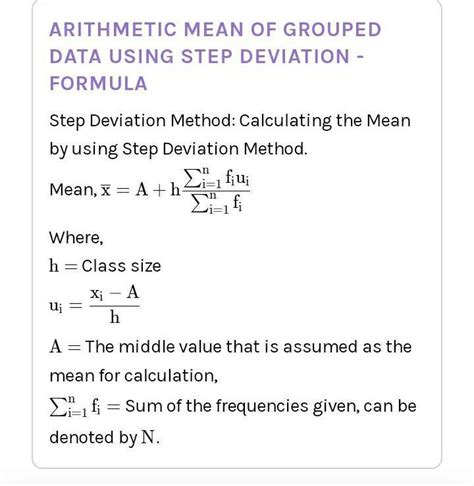 explain the step deviation method of calculating arithmetic mean taking an imaginary set of data