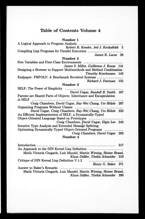 lisp and symbolic computation 1991 1992 vol 4 table of contents free download borrow and