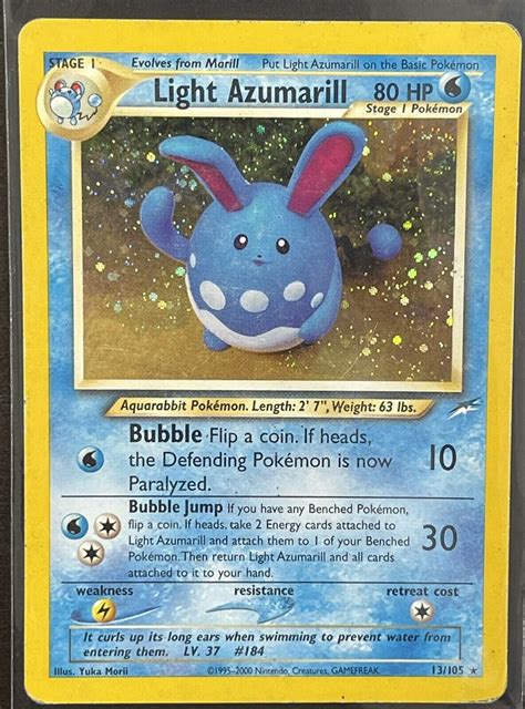 Pokémon Light Azumarill Neo Destiny 13 Holo Unlimited Holo Rare SWIRL