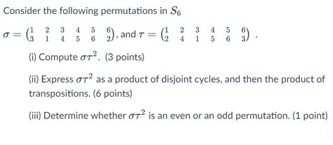 solved consider the following permutations in s6