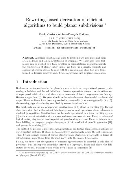 pdf rewriting based derivation of efficient algorithms to build planar subdivisions