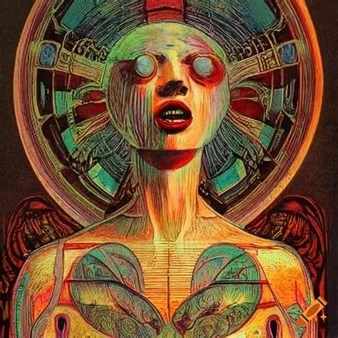 Art Nouveau Expressionism Of Droid Beings In Mathematical And Lucid