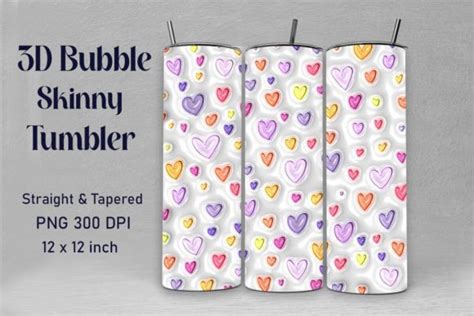 3D Inflated Lovely Heart Tumbler Wrap Gráfico por Camellia Art