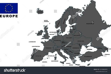 Europe Map Europe Dark Grey Highlighted Stock Vector Royalty Free