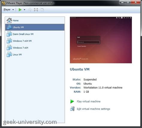 Start A Virtual Machine VMware Player
