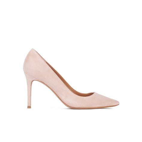 Zapatos de tacón de 90mm y punta fina en ante nude PURA LOPEZ