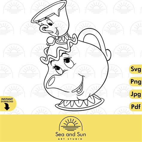 Mrs Potts And Chip Svg Beauty And The Beast Disneyland Ears Etsy