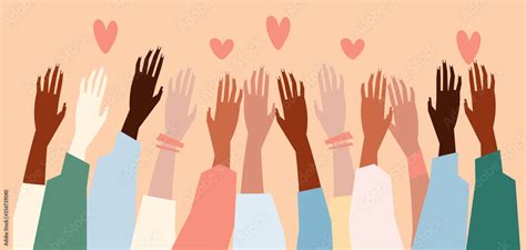Vector Illustration Of A People S Hands With Different Skin Color