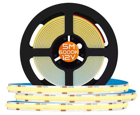 Taśma LED COB 12V 5M rolki NEON pasek linia zimna 900lm m 9W m mocna