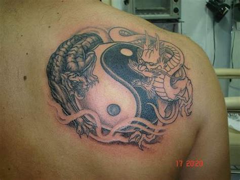 Yin Yang Tattoo With Tiger Dragon Tattooimages Biz