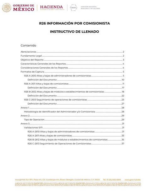 PDF CONTENIDO DEL INSTRUCTIVO DE LLENADO Este Instructivo Contiene