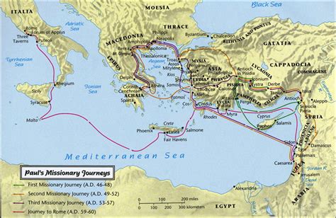 Map Of The Apostle Paul S Missionary Journeys
