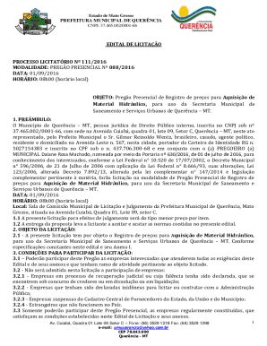 Preenchível Disponível OBJETO Prego Presencial de Registro de preos