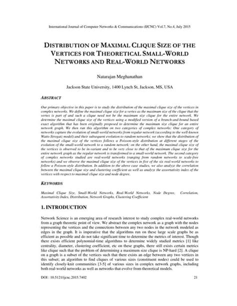 distribution of maximal clique size of the pdf