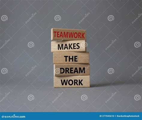 Teamwork Symbol Wooden Blocks With Words Teamwork Makes The Dream Work