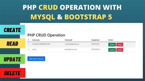 php crud operation with mysql and bootstrap 5 create read update delete youtube