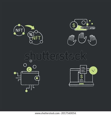 Nft Chalk Icons Set Non Fungible Stock Vector Royalty Free 2017560056