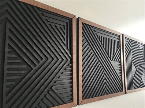 GEOMETRIC WOOD WALL ART Set Of 3 Modern Wood Art Minimal