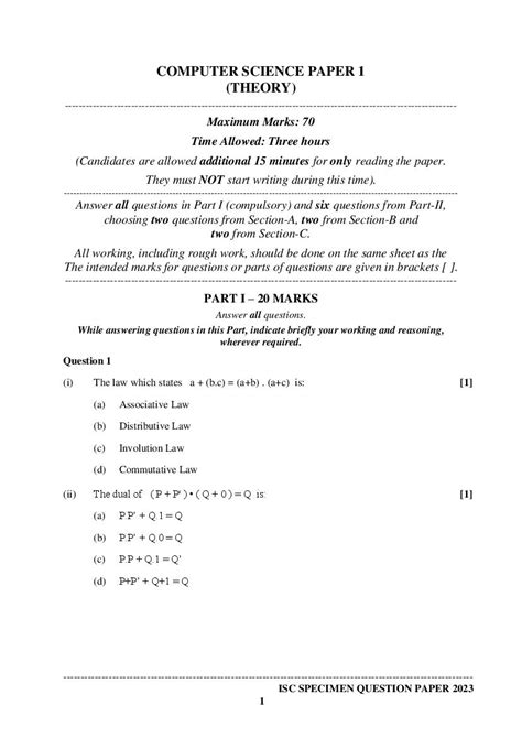 Computer Science 2023 Specimen Paper Image To U