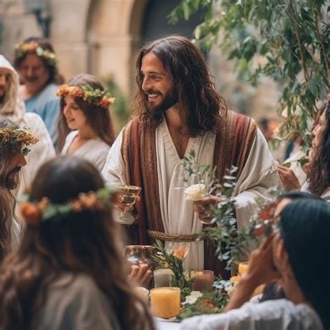 Premium AI Image Jesus At The Wedding Feast In Cana Of Galilee Turned