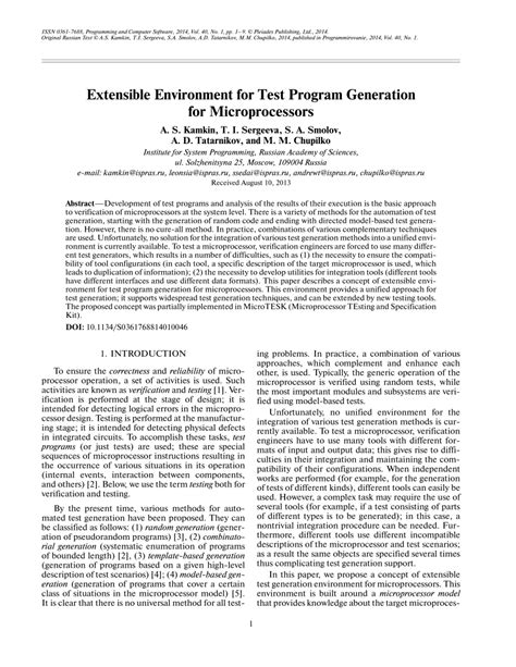 pdf extensible environment for test program generation for microprocessors