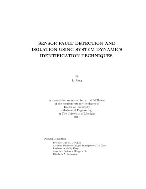 sensor fault detection and isolation using system dynamics identification techniques docslib
