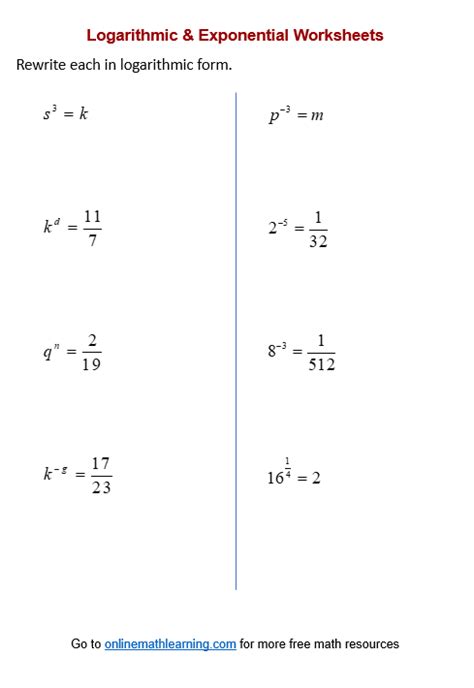 Solved Unit Worksheet Solve Exponential And Logarithmic