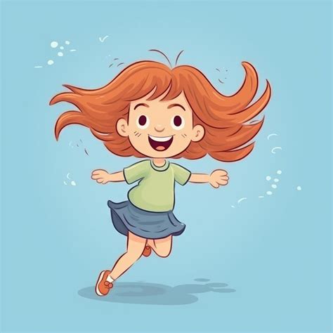 Ni A De Dibujos Animados Saltando Sobre Un Fondo Azul Creative Ai