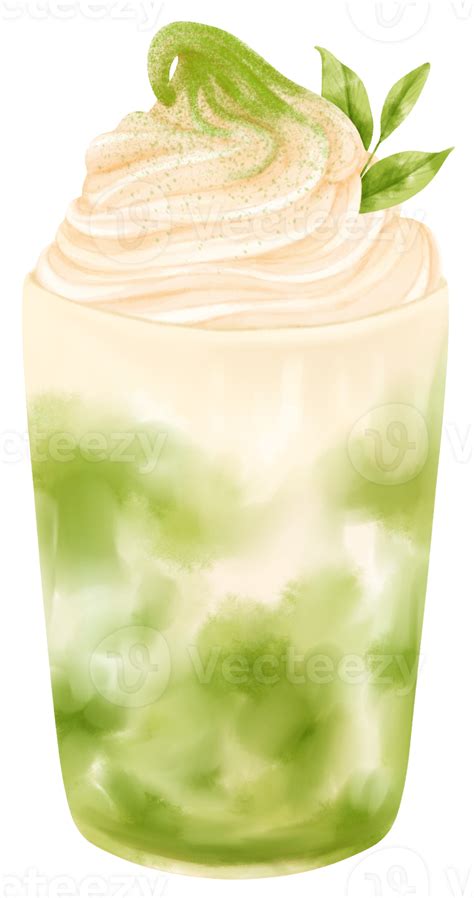 Matcha Latte Milk Tea Drink Watercolor 9695355 PNG