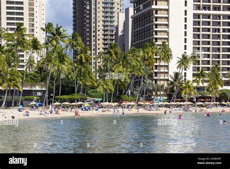 Distant View Of The Hilton Hawaiian Village Waikiki Beach Resort And
