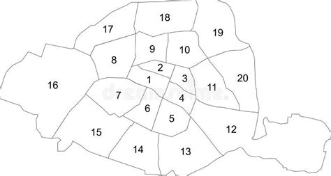Carte Blanche Des Arrondissements De Paris France Illustration De
