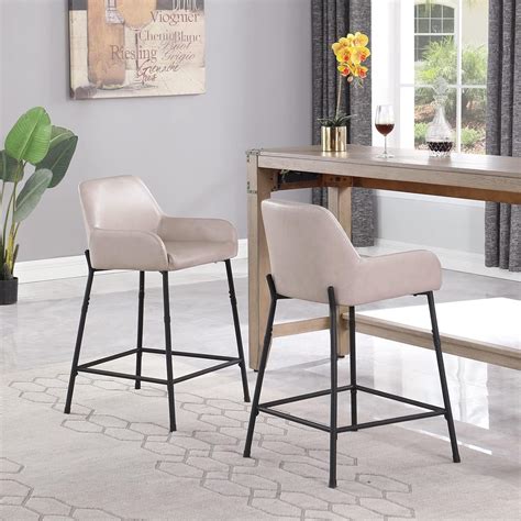 Amazon OUllUO 24 Bar Stools Set Of 2 With Backs PU Leather Bar