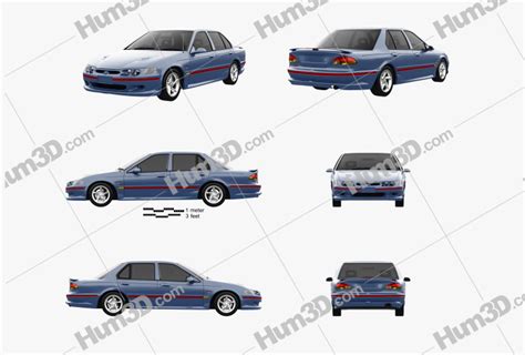 Ford Falcon XR6 1996 Blueprint Template 3DModels