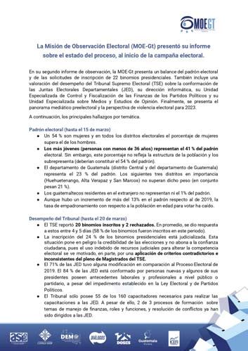 Comunicado Segundo Informe MOE Gt Estado Del Proceso Al Inicio De La