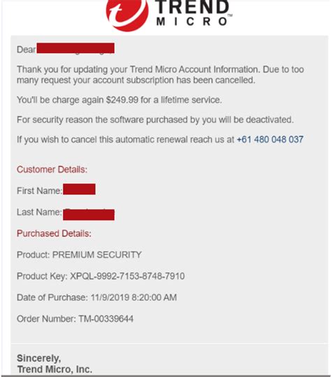 Scam Alert Fake Trend Micro Subscription Renewal Emails Trend Micro