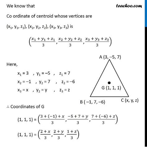 example 9 centroid of triangle abc is 1 1 1 section centroid
