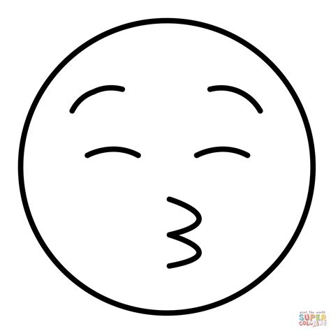 Ausmalbild Küssendes Gesicht mit geschlossenen Augen Emoji