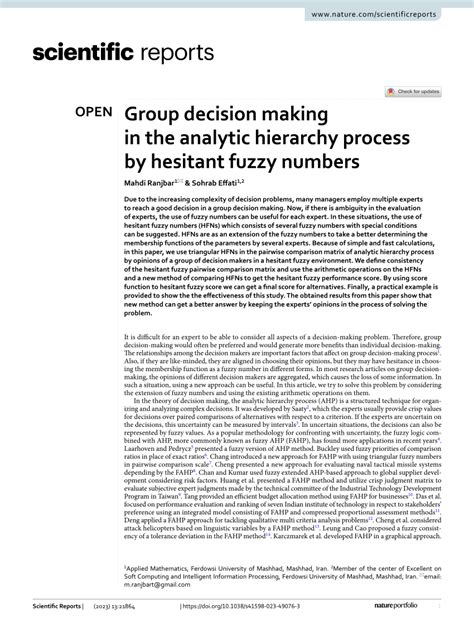 pdf group decision making in the analytic hierarchy process by hesitant fuzzy numbers