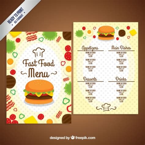 Plantilla De Men De Comida R Pida Vector Gratis