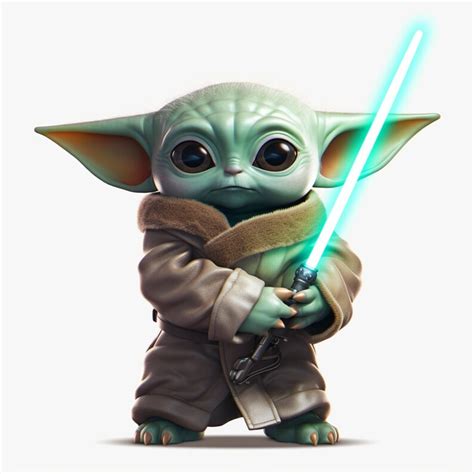 Cute Baby Yoda Holding Lightsaber Star Wars Mandalorian Etsy