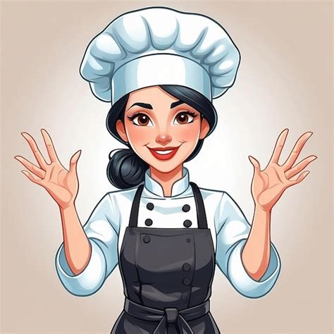 Cartoon Woman Chef Holding A Silver Plate And Giving A Perfect Okay