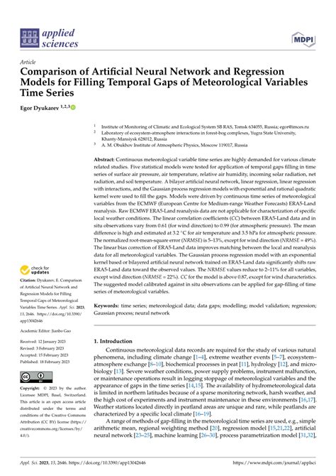 pdf comparison of artificial neural network and regression models for filling temporal gaps of