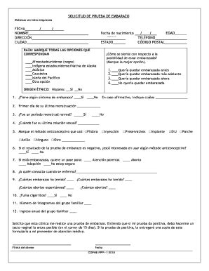 Word Formato De Prueba De Embarazo Positiva De Sangre Para Editar Pdf