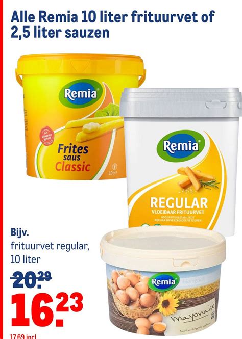 Alle Remia 10 Liter Frituurvet Of 2 5 Liter Sauzen Aanbieding Bij Makro