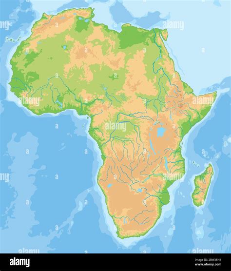 Mapa físico de África de alto detalle Imagen Vector de stock Alamy