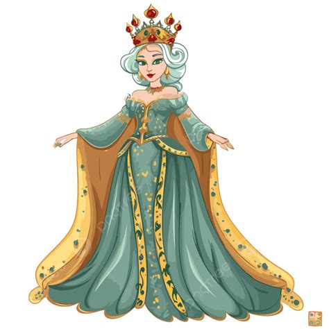 Beautiful Queen Vector Sticker Clipart Cartoon Of Green Queen Dressed