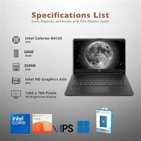 Hp Laptop Ultraligera De 14 Pulgadas 314 GB De Almacenamiento 64 GB