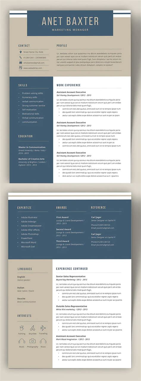 Modern Cv Resume Templates And Cover Letters Graphic Design